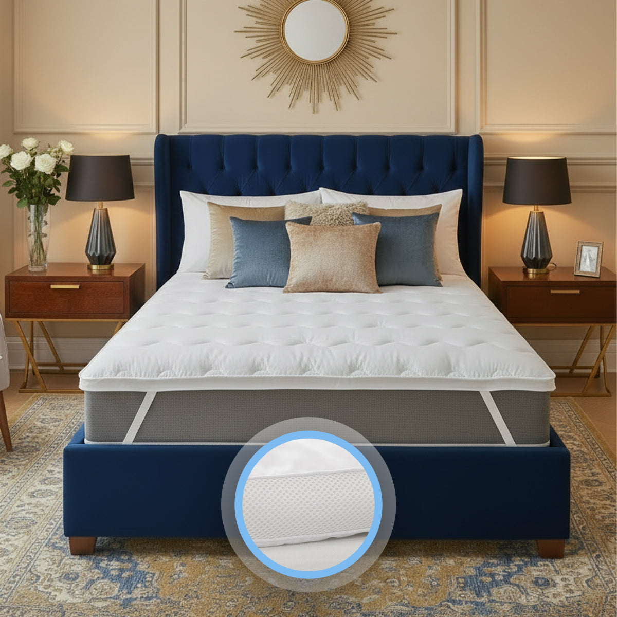 Air Flow Microfibre Mattress Topper | 5CM Thick | Elasticated Strap ...